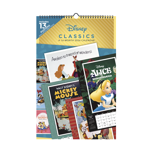DateWorks 2026 Disney Classic Posters Oversized Poster Calendar