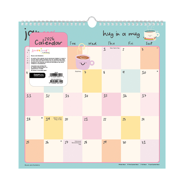 DateWorks 2026 Laura Jane Spiral Wall Calendar
