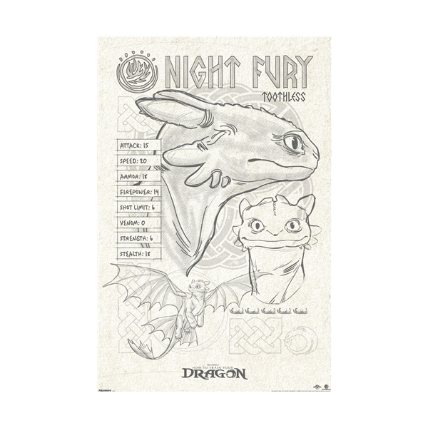 Allposters How To Train Your Dragon (2025) - Toothless Illustration Poster